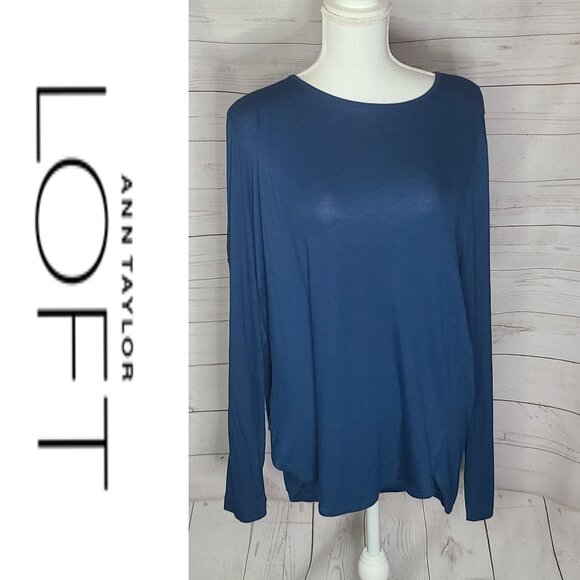LOFT | Tops | Loft Cobalt Blue Crew Neck Long Sleeve Tee New | Poshmark